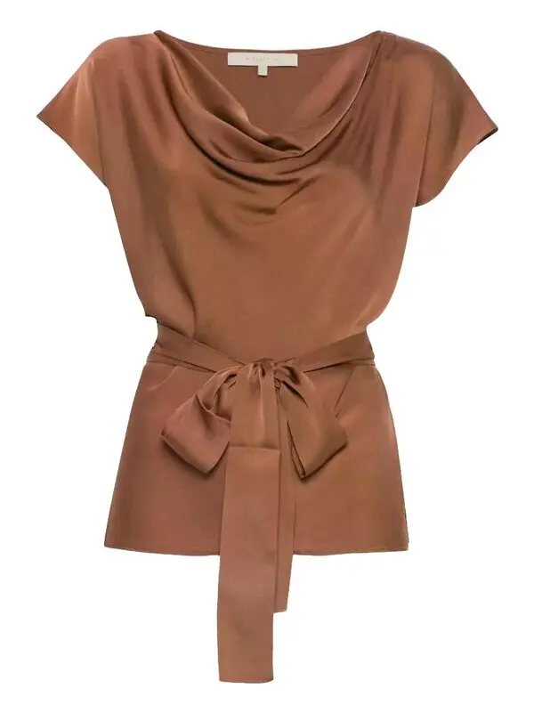 NOUVELLE SILK95FIVE Mizner Cowl-neck Blouse - Brown