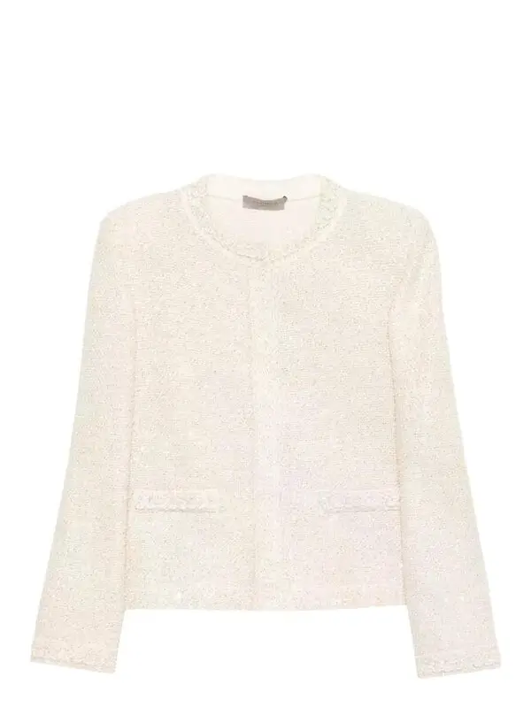 D.exterior Boucle Knit Pocket Jacket - Neutrals