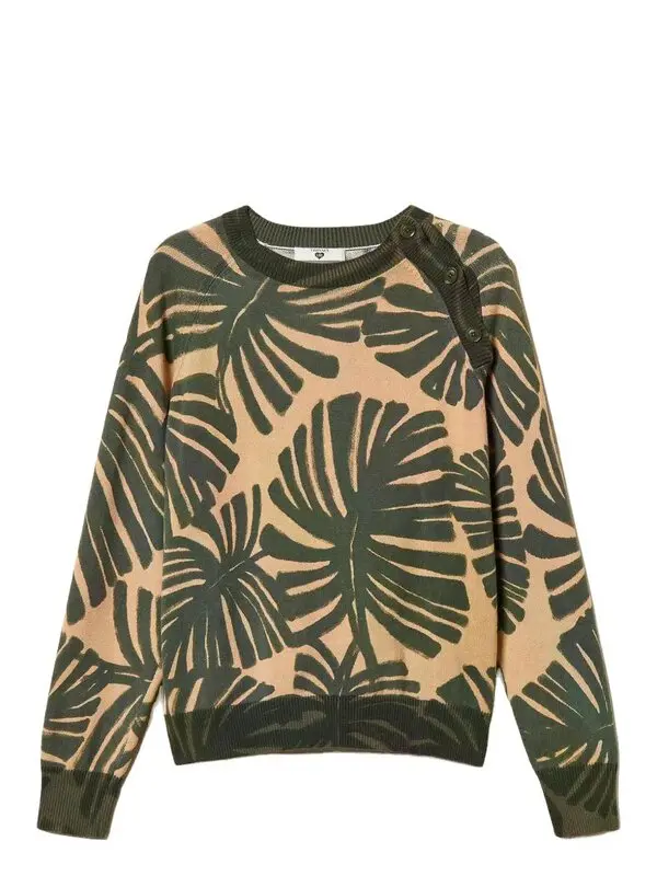 TWINSET Leaf Print Sweater - Neutrals