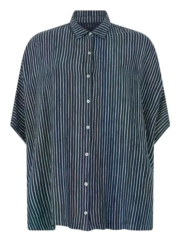 120% Lino Striped Shirt - Blue