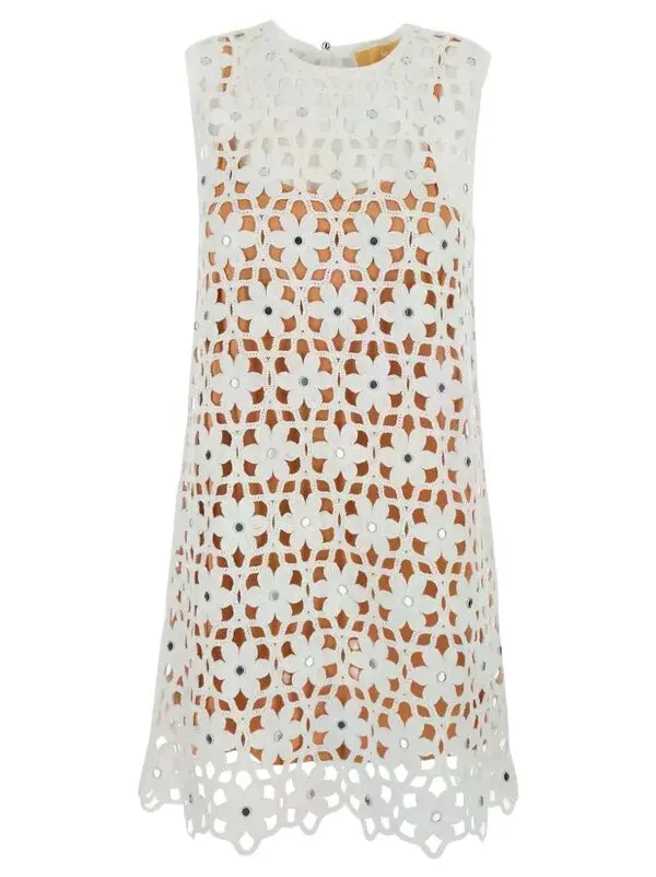 Michael Kors Floral Appliqué Dress - White