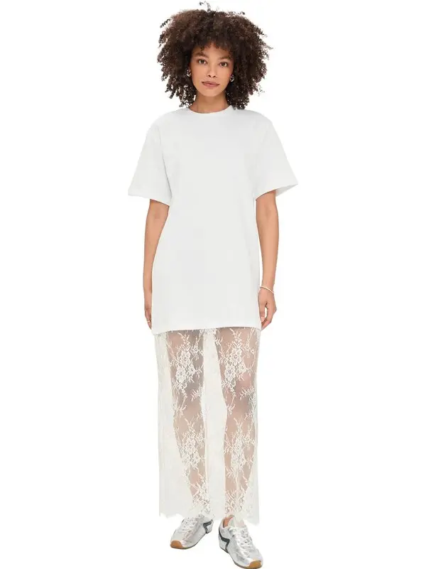 Endless Rose Mixed Media T-shirt Dress - White