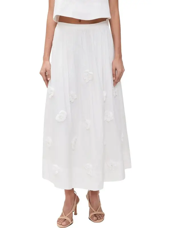 English Factory 3d Floral Embellished Midi Skirt - White