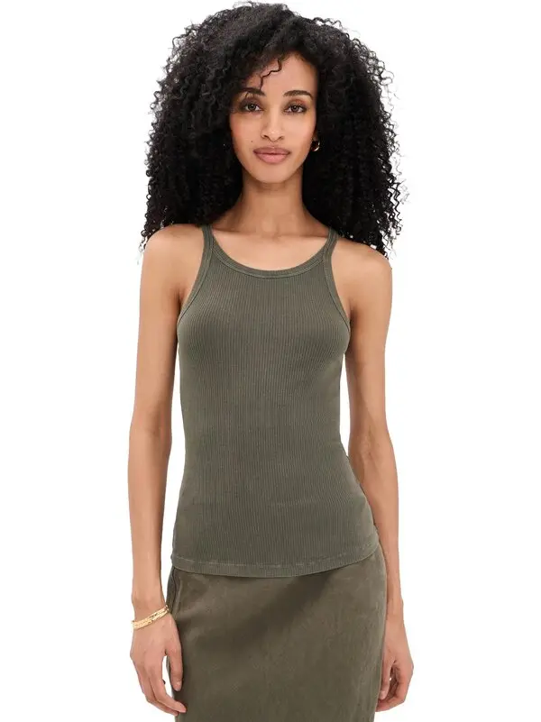 JAMES PERSE Ribbed Cami Tank - Army Green