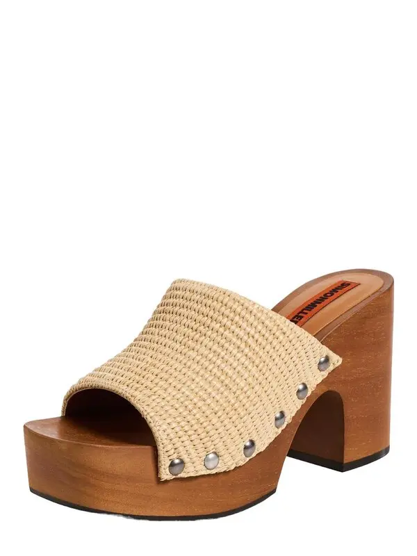 SIMONMILLER Sol Wood Raffia Sandals - Natural