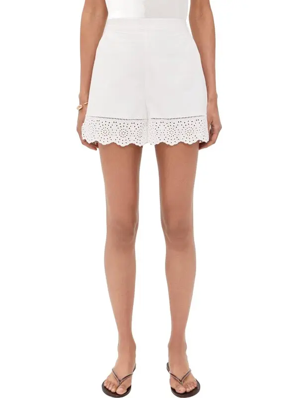 BY MALENE BIRGER Greta Eyelet Cotton Shorts - Pure White