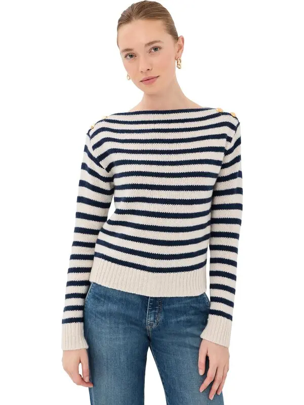 NILI LOTAN Tandy Cashmere Sweater - Ivory/marine Stripe