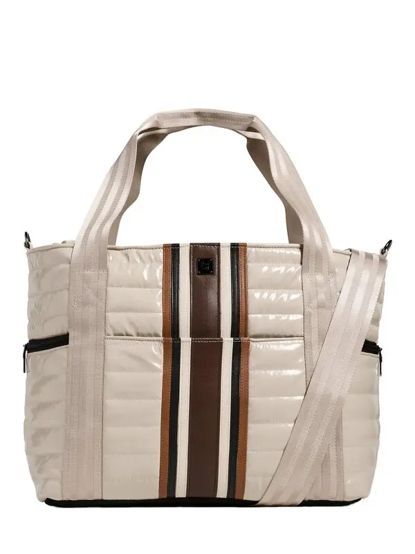 THINK ROYLN Jetset Wingman Tote Bag - Blonde Patent With Stripe