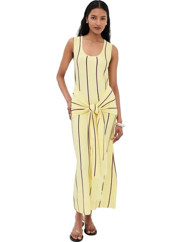 3.1 Phillip Lim Striped Midi Tank Dress With Fringe Tie - Yuzu Multi