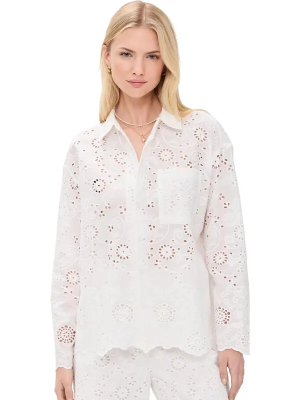 Splendid Eyelet Button-down Shirt - White