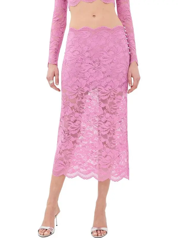 Rabanne Scalloped Lace Skirt - Camelia Pink