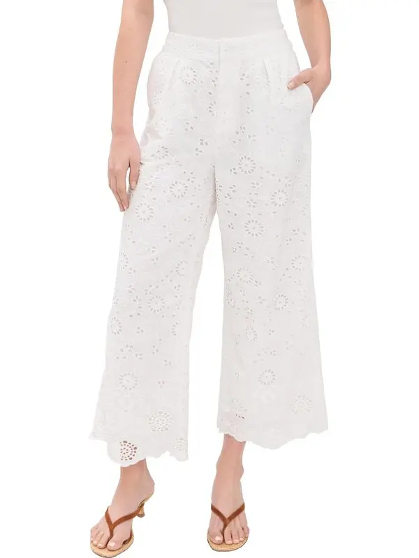 Splendid Eyelet Pants - White
