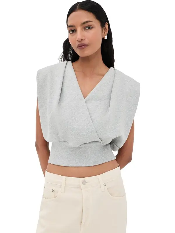 3.1 Phillip Lim Draped Sleeveless Top - Lt Grey Melange