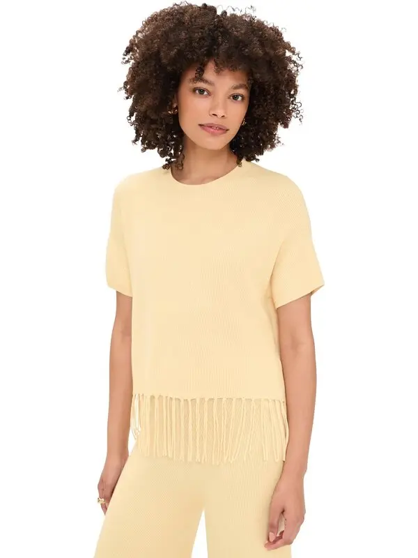 Splendid Short Sleeve Fringe Sweater - Daybreak
