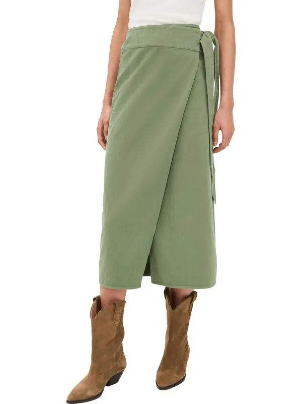 The Great. Wrap Twill Skirt - Classic Army
