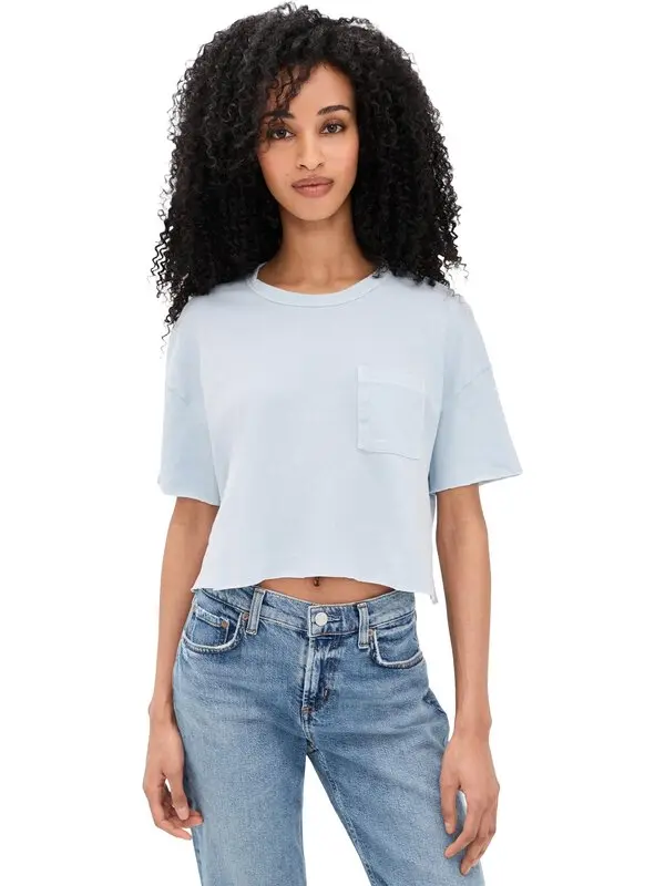 JAMES PERSE Cropped Relaxed Fit Pocket Tee - Memory
