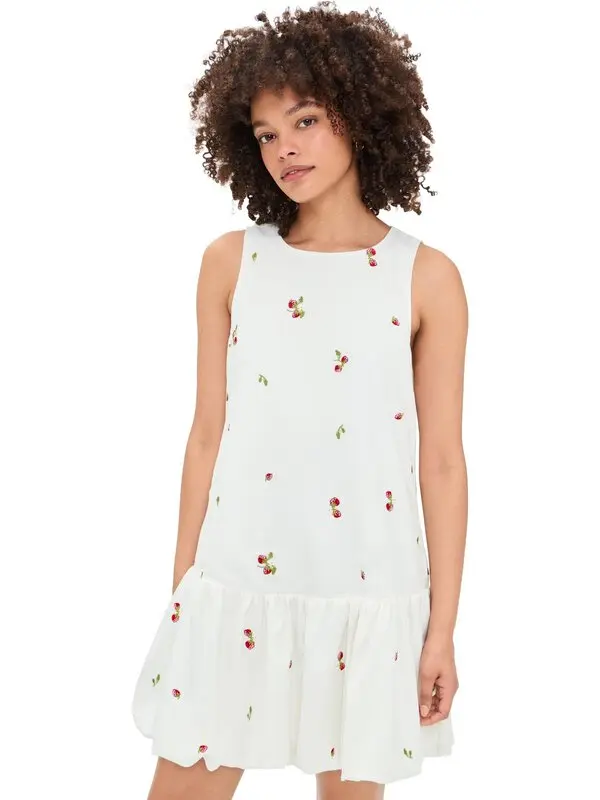 EN SAISON Embroidered Mini Dress - White Red Multi