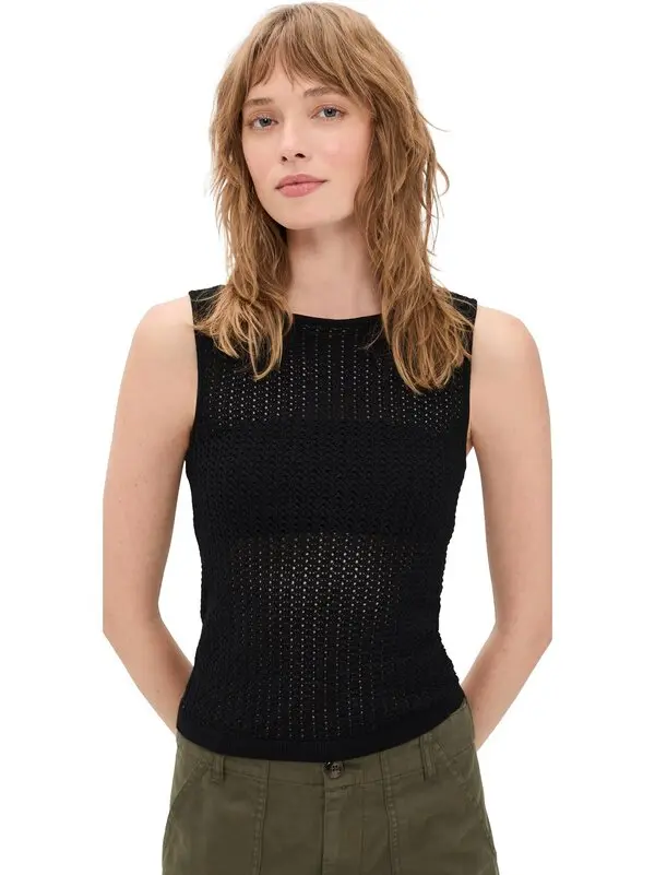 Joe's Jeans Crochet Boat Neck Tank - Black