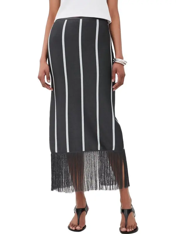 3.1 Phillip Lim Striped Fringe Midi Skirt - Slate Multi