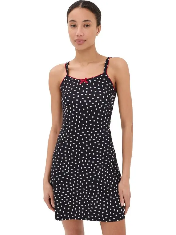 CARO EDITIONS Polka Dot Slip Dress - Black/white Dots