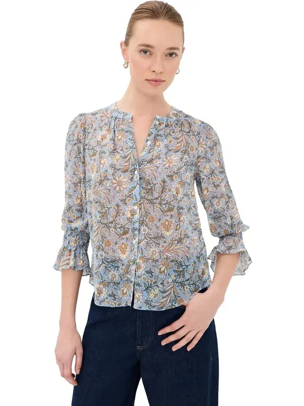 Veronica Beard Ashlynn Floral Blouse - Blue Jay Multi