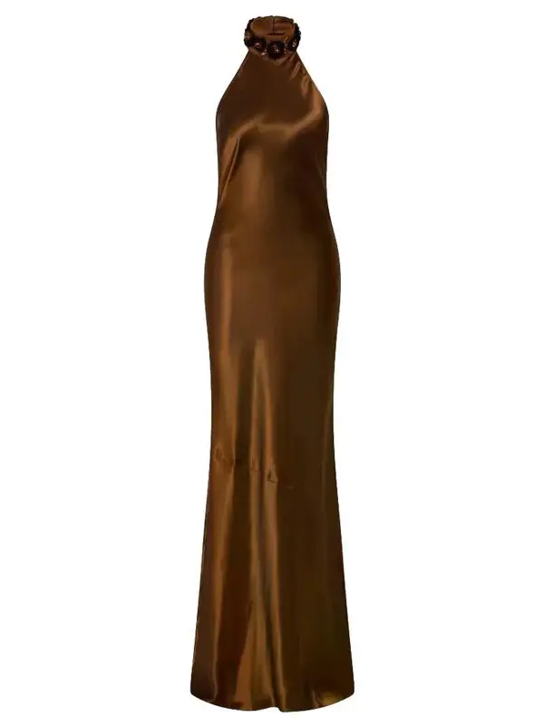Rebecca Vallance Halter Neck Maxi Dress - Brown