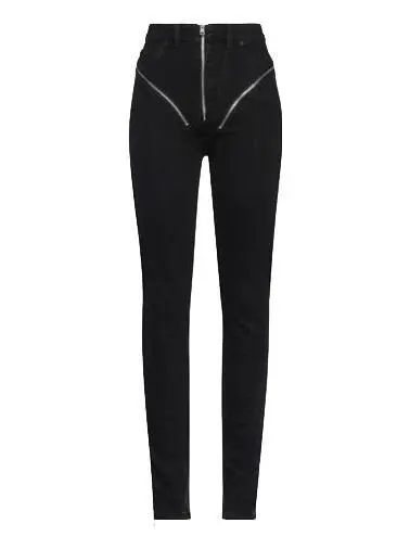 MUGLER Skinny Fit Jeans With Leather Trim - Black