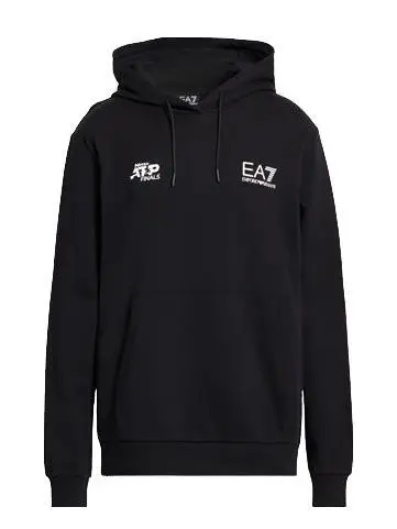 EA7 Cotton Terry Hooded Sweatshirt - Black