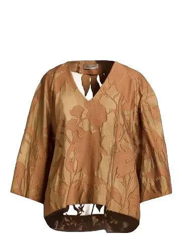 GENTRYPORTOFINO Jacquard Floral-print Kaftan Top - Beige