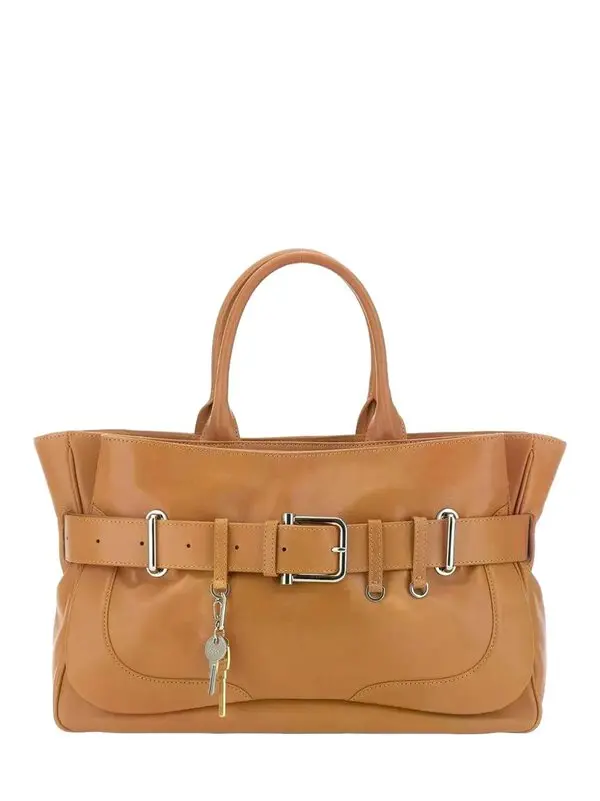 OSOI Tote Brocle Leather Bag - Brown