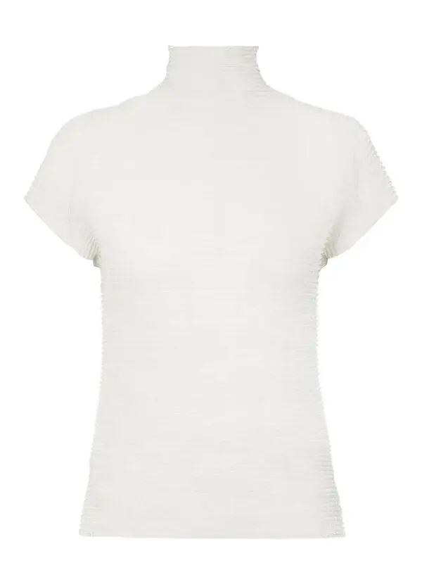 Issey Miyake Pleated Roll-neck Top - White