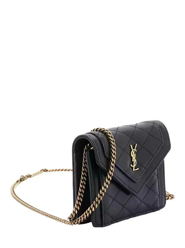 Saint Laurent Gaby Envelope Chain Quilted Micro Crossbody Bag - Black