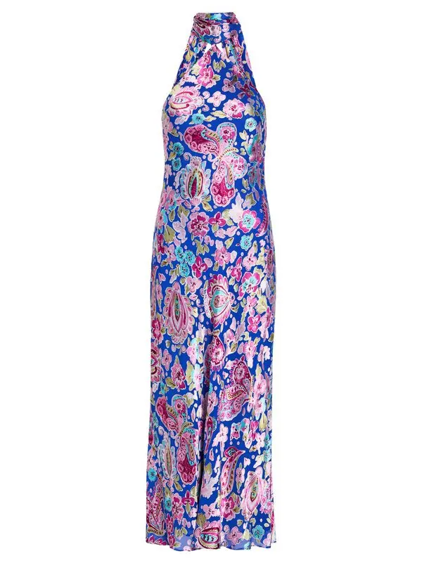 Rixo Hayley Devoré Maxi Dress With Scarf Detail - Multicoloured