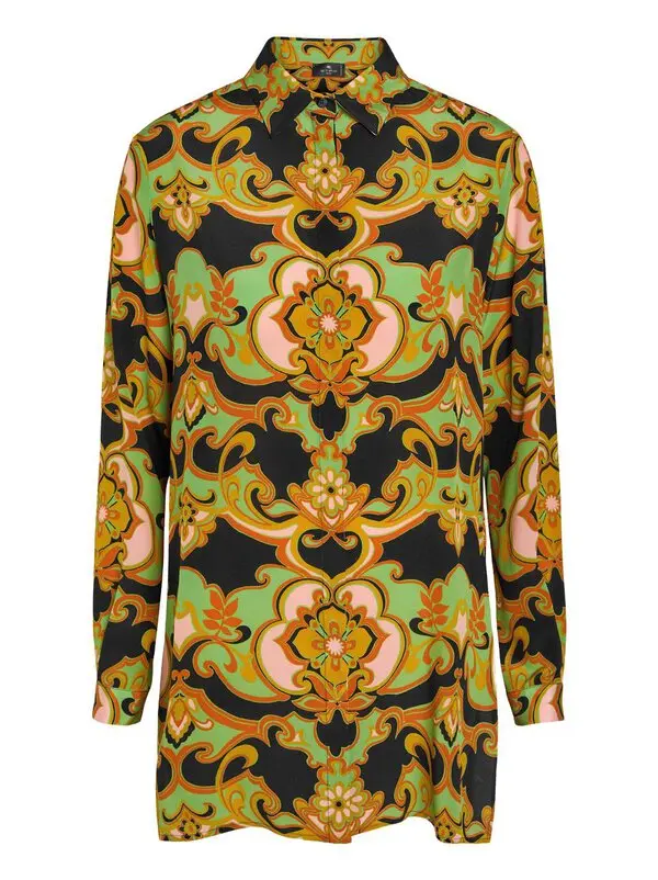 Etro Patterned Silk Chiffon Shirt - Black