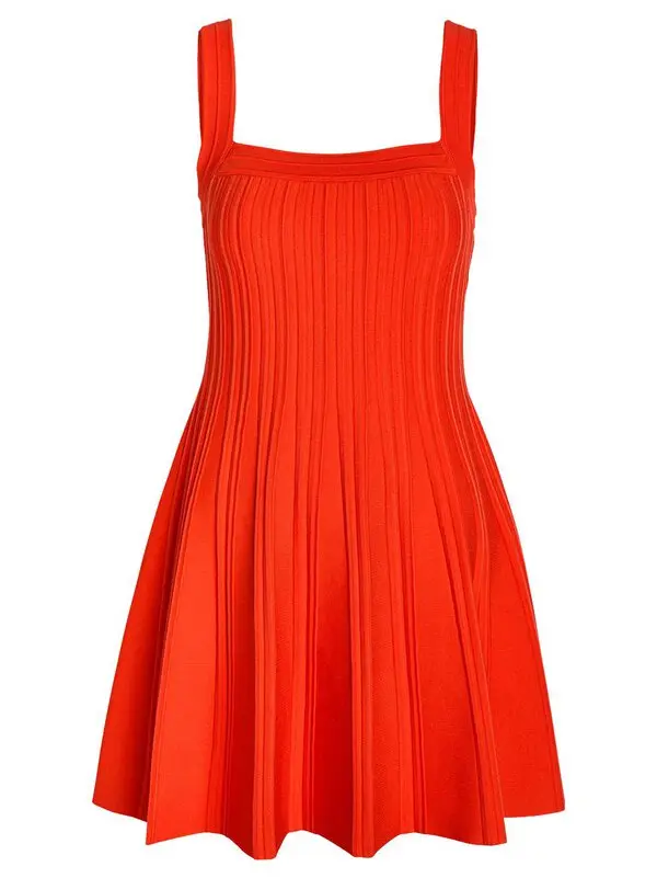 Simkhai Indie Ribbed Knit Mini Dress - Red
