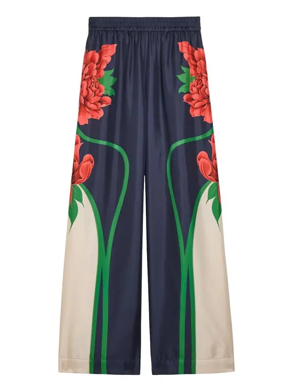 La DoubleJ Printed Wide-leg Silk Trousers - Multicoloured