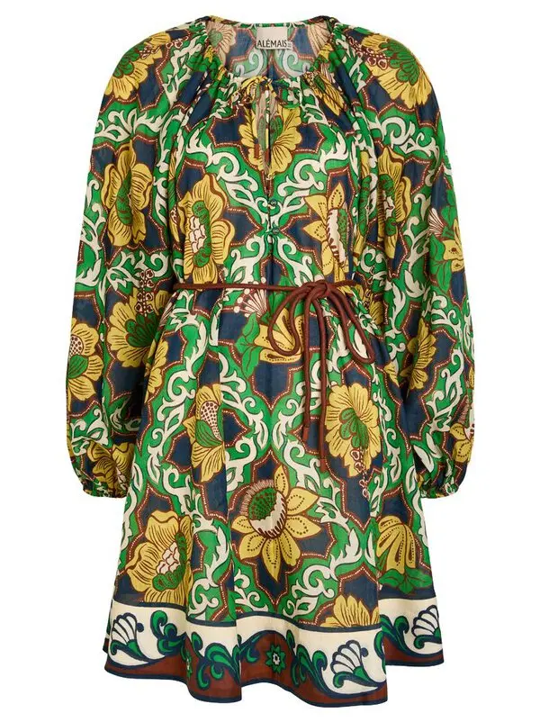 ALEMAIS Alémais Liana Belted Printed Ramie Mini Dress - Multicoloured