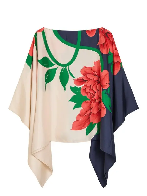 La DoubleJ Floral-print Silk Top - Multicoloured