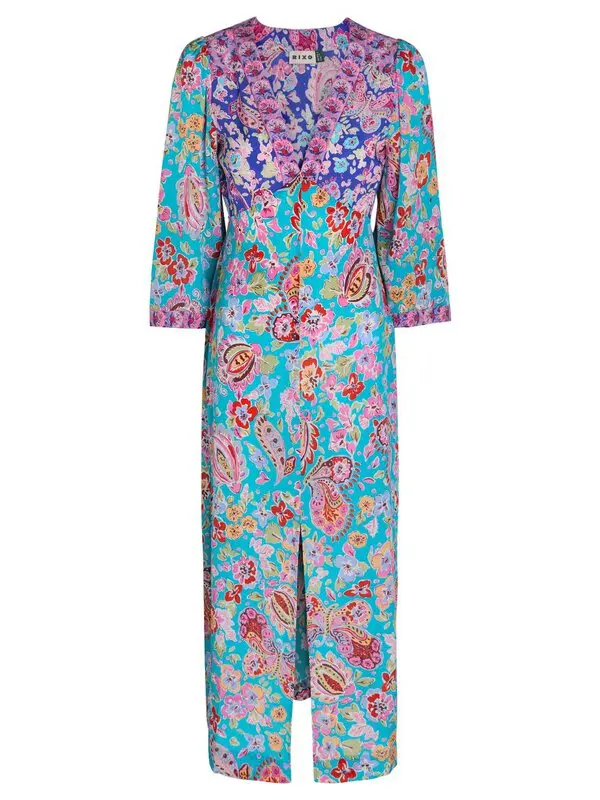 Rixo Floral-print Silk Midi Dress - Multicoloured