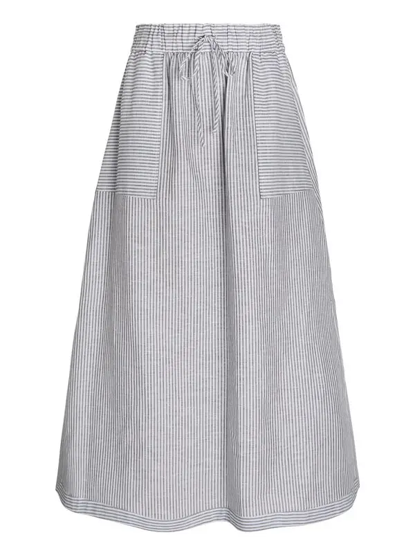 Max Mara Striped Linen-blend Midi Skirt - Blue