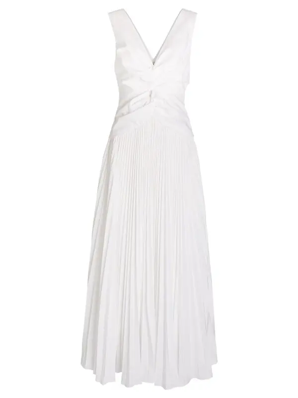 Simkhai Vivianne V-neck Pleated Woven Midi Dress - White