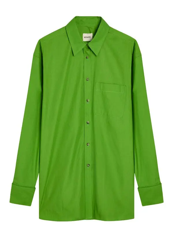 Khaite Newton Organic Cotton Poplin Shirt - Green