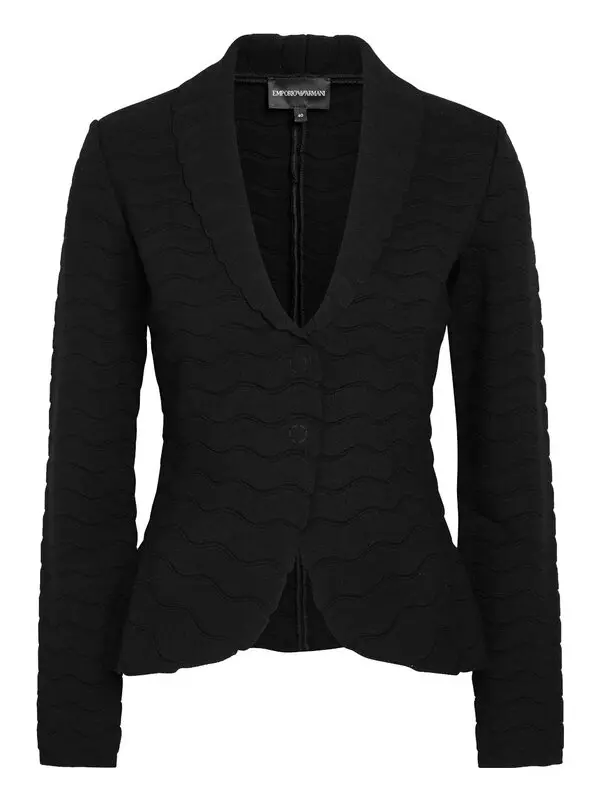 Emporio Armani Textured Close-knit Blazer - Black