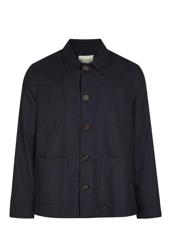 Oliver Spencer Kennard Wool Overshirt - Navy