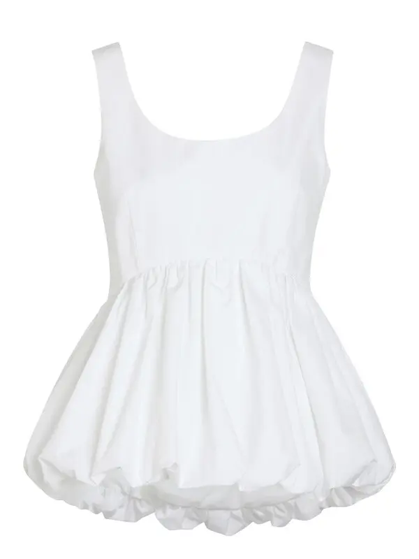 RÓHE Peplum-hem Cotton-poplin Top - White
