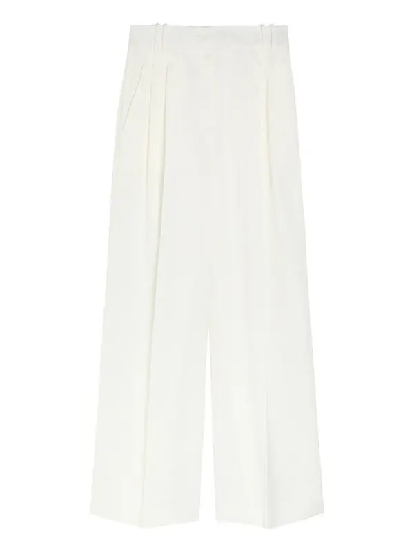 Another Tomorrow Pleated Wide-leg Trousers - White