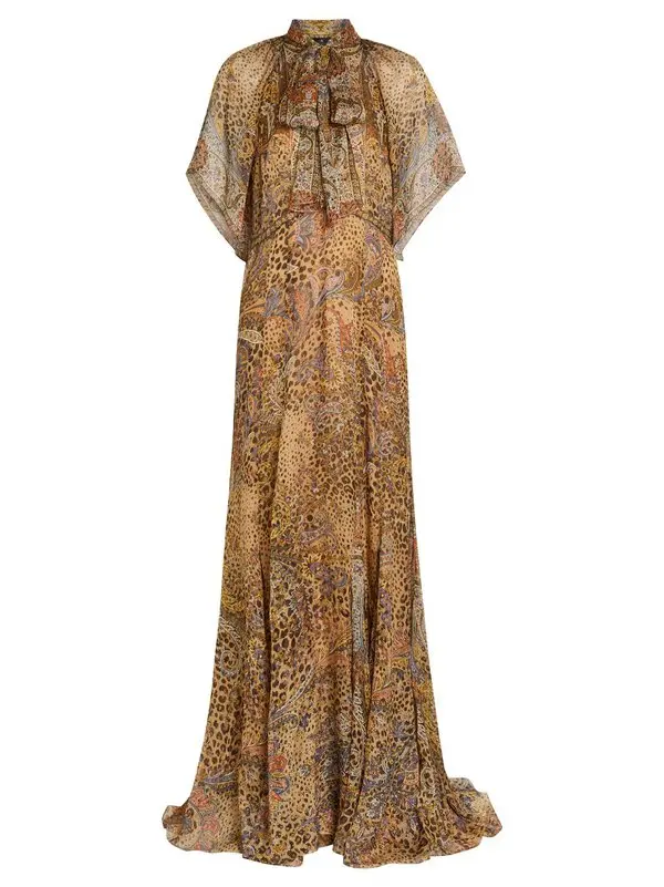Etro Leopard-print Silk Maxi Dress - Brown