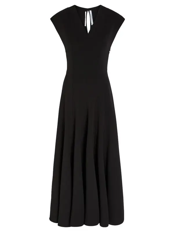 Another Tomorrow Cut-out Stretch-wool Midi Dress - Black
