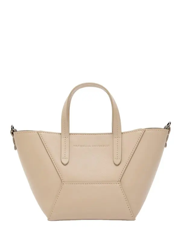 Brunello Cucinelli Leather Mini Tote Bag - Beige