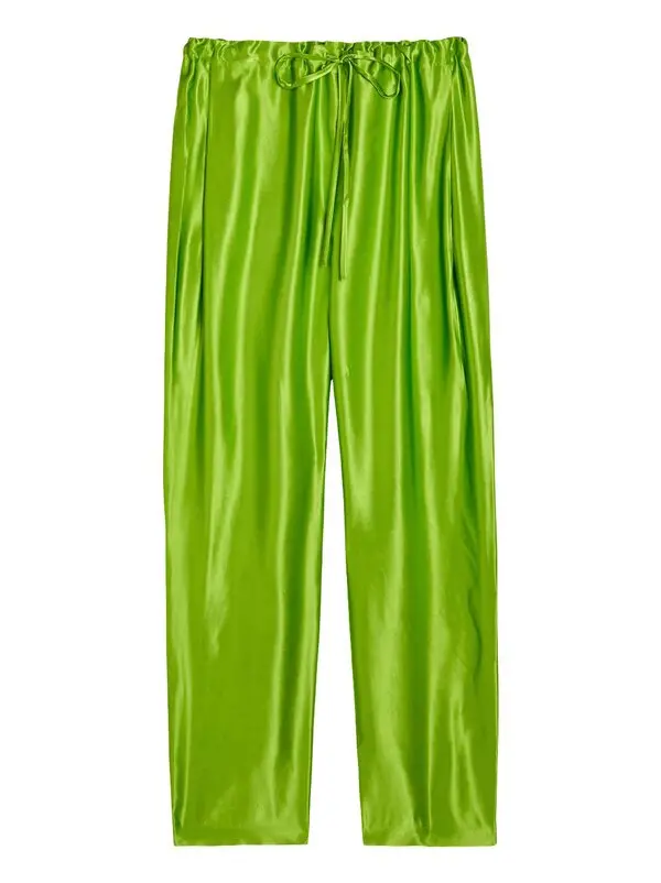 Khaite Satin Straight-leg Trousers - Green